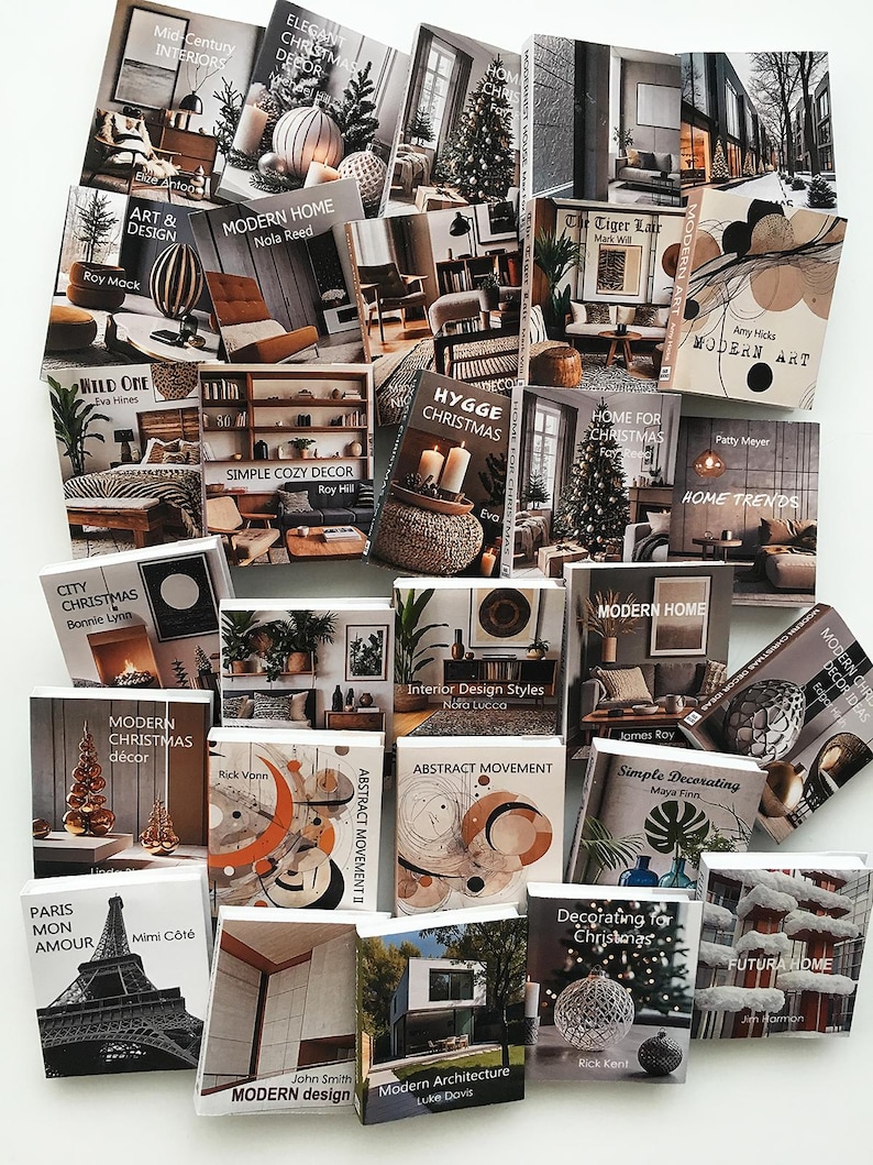 Dollhouse Miniature Book Covers Modern Home Interior Design 1:6 and ...