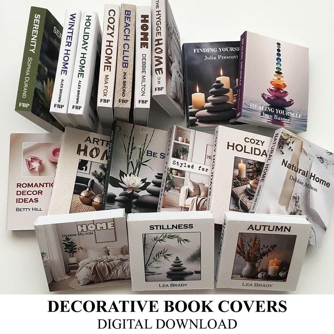 Dollhouse Miniatures Book Covers Modern Decorative - 1:6 and 12th Scale ...