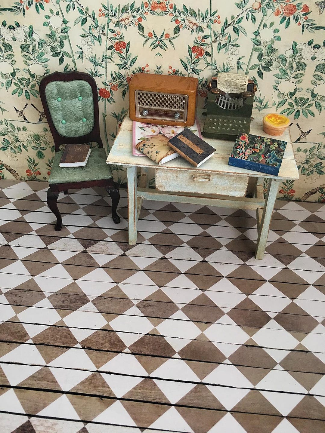 Dollhouse Miniature Floor - 5 Files 1:12 Scale - Wooden Grungy Painted ...