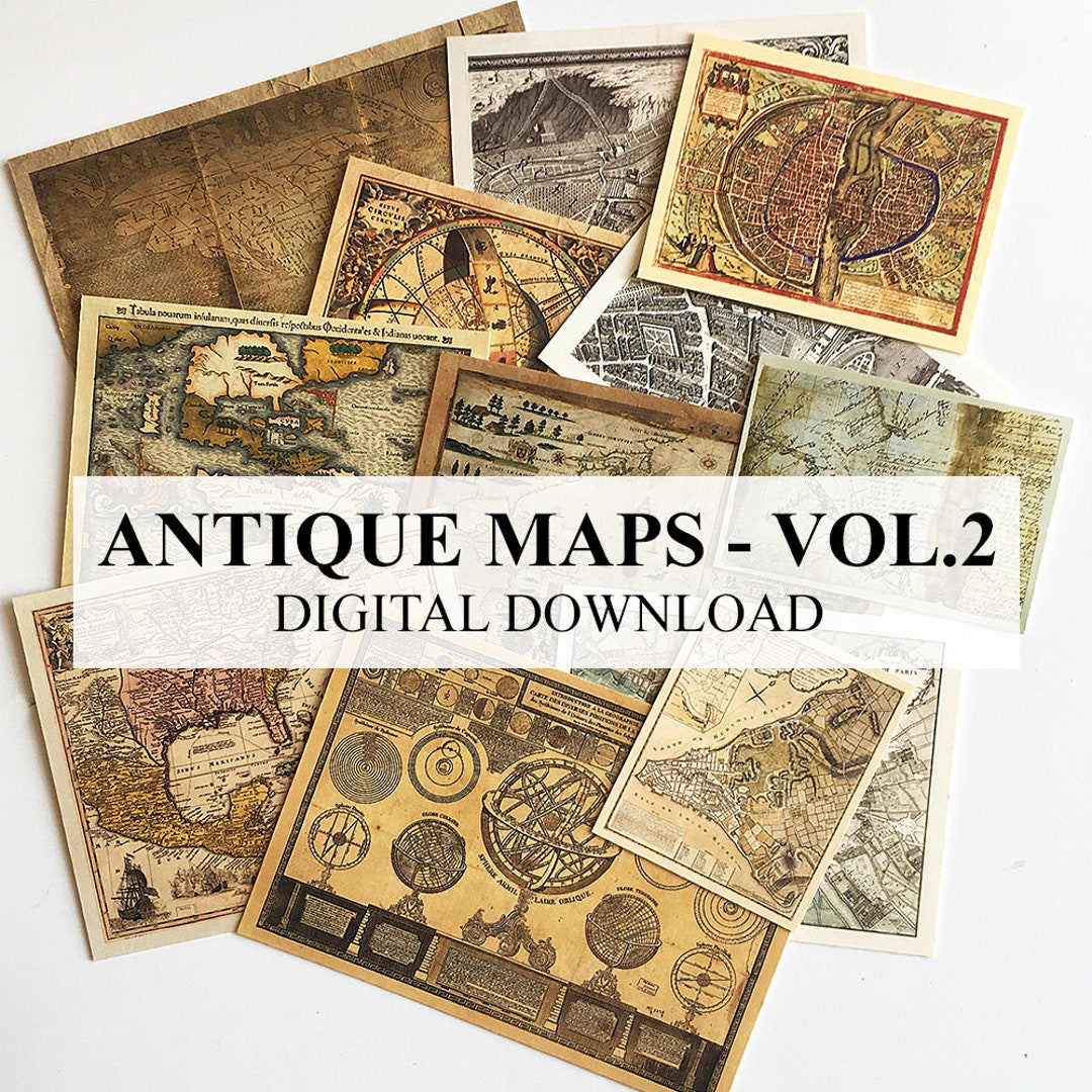Dollhouse Miniature Antique Maps DIGITAL DOWNLOAD 1:12 and Half Scale ...