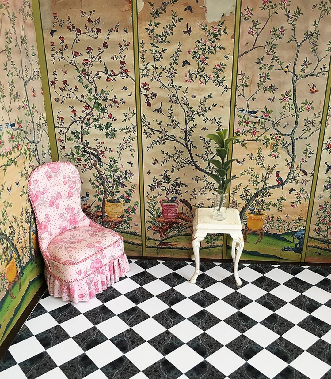 Dollhouse Miniature Wallpaper 1:12 Scale Chinoiserie DIGITAL DOWNLOAD ...