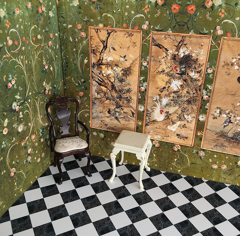Miniature 1:12 Scale Wallpaper 2 Designs Antique DIGITAL DOWNLOAD ...