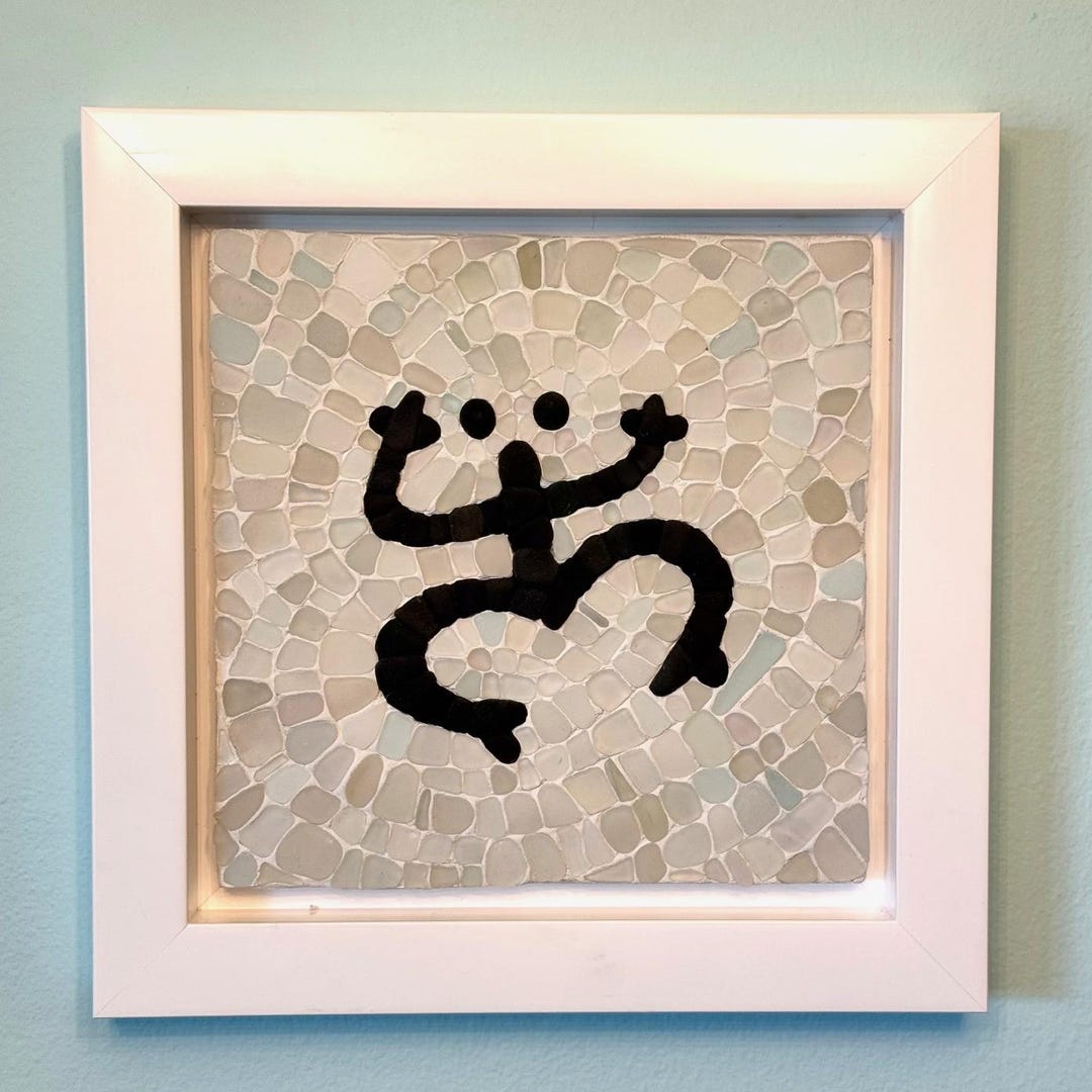 Puerto Rico Seaglass Mosaic - Taino Coqui Frog Design 12" X 12" With 14 ...