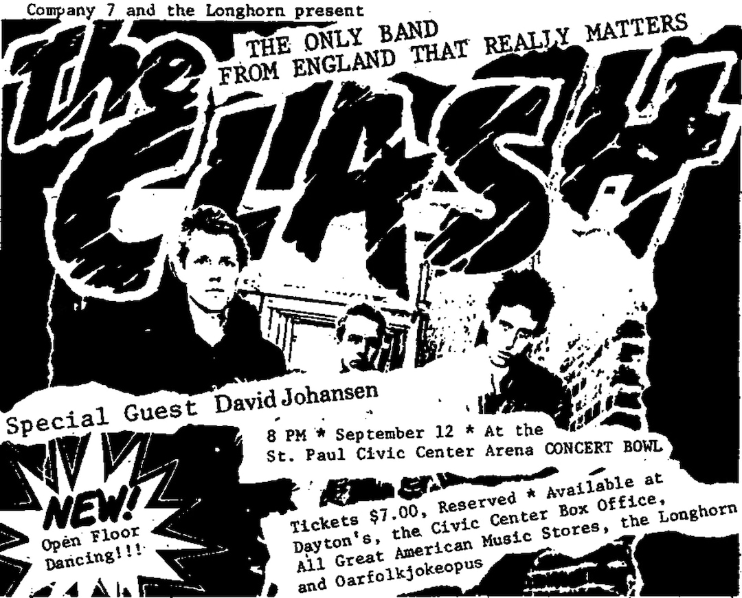 The Clash & David Johansen St Paul Civic Center 1979 US Tour Concert Ad ...