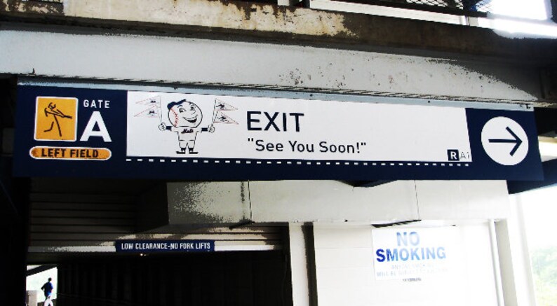 New York Mets Shea Stadium Mr. Met Left Field Gate A Exit Sign 2008 ...