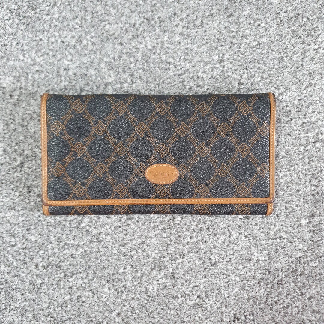 Bally Vintage Monogram Brown Leather Wallet - Etsy