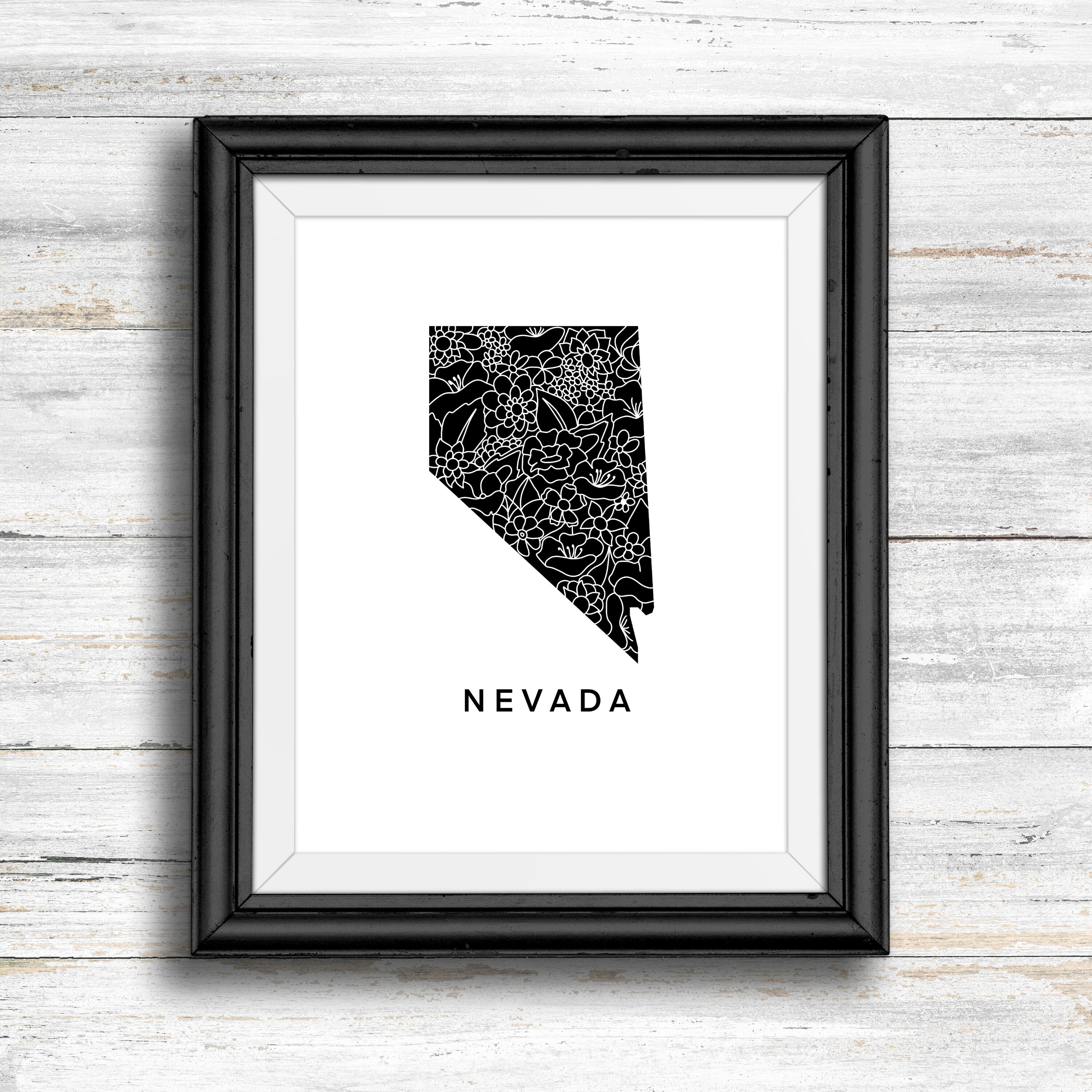 Digital Nevada State Poster United States Wall Art USA - Etsy