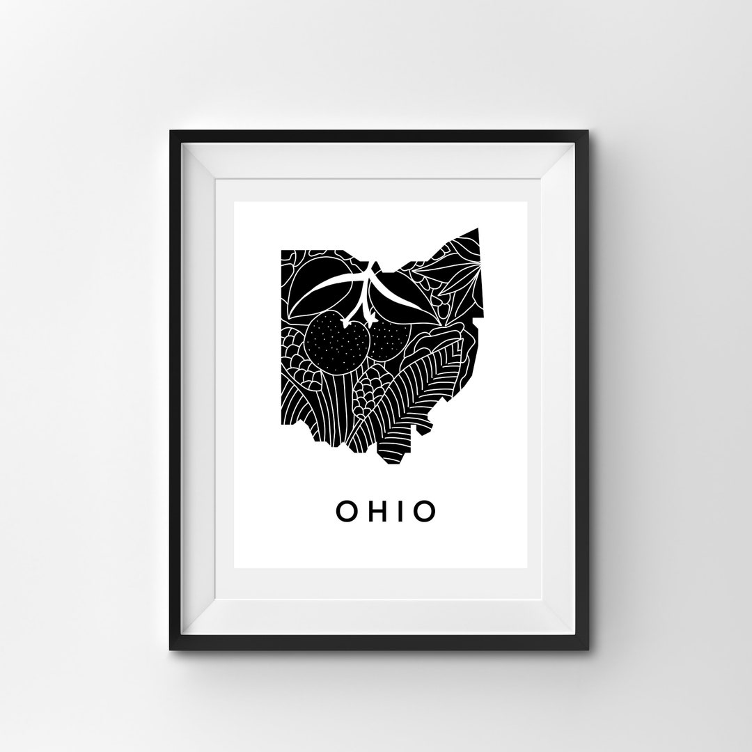 Digital Ohio State Poster United States Wall Art USA - Etsy