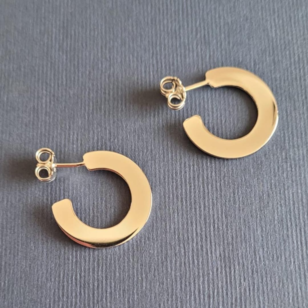 Minimalist Creole Hoop Earrings Simple Geometric Flat Silver Hoops for ...
