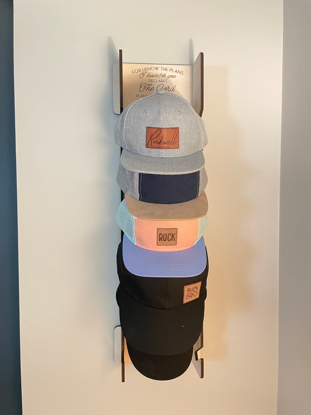 14 Cap Laser Cut Minimalist Hat Rack | Baseball Cap Organizer ...