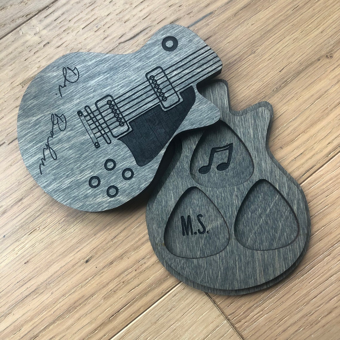 Personalized Custom Engraved Wood Guitar Pick Holder Box - Etsy
