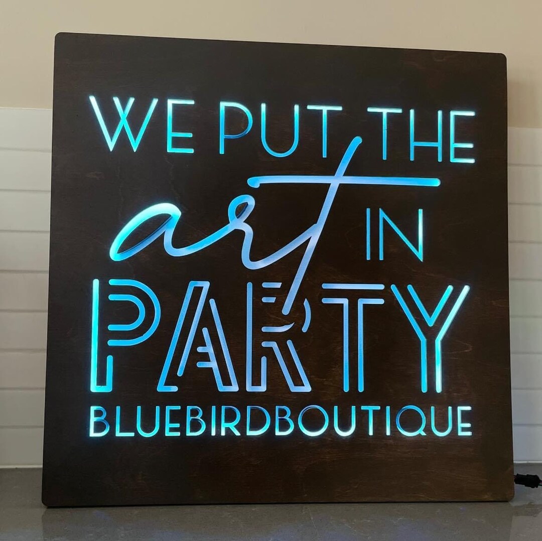 Faux Neon LED Light up Sign | Square Shape | Business Logo Home Bedroom ...