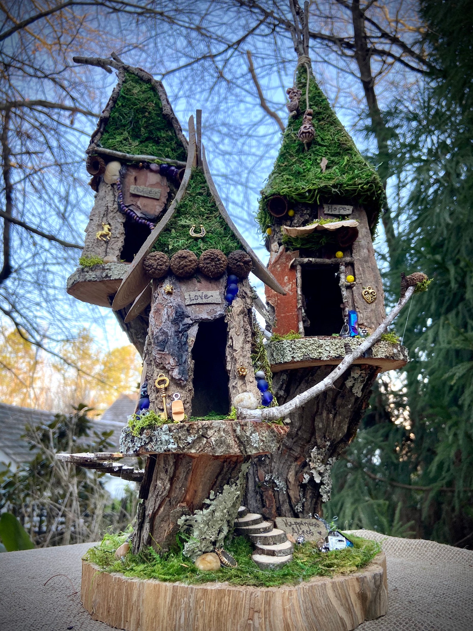 Triple Fairy House Handmade Fairy House Personalized Gift - Etsy