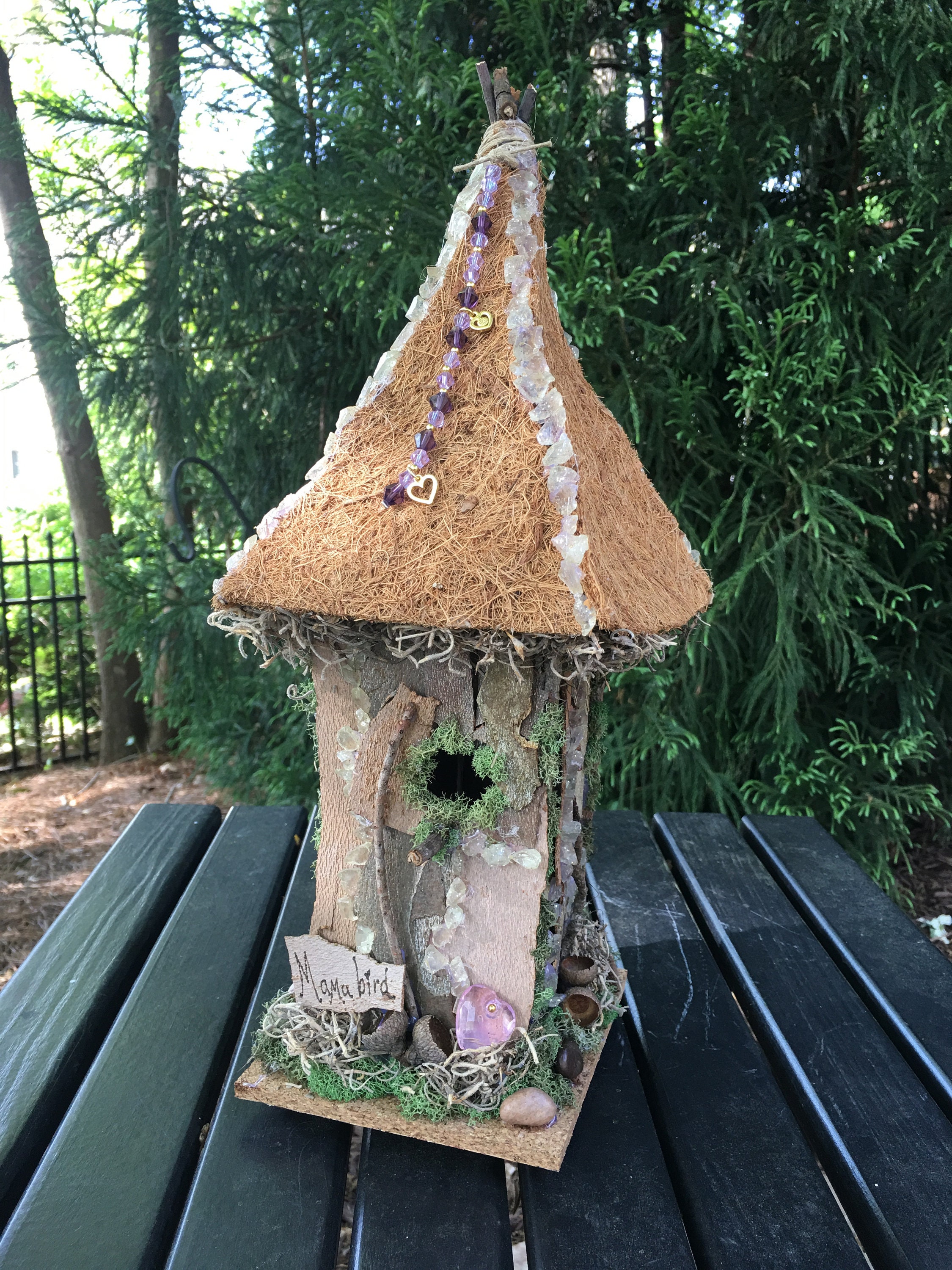 Medium Decorative Handmade Bird House Mama Bird | Etsy