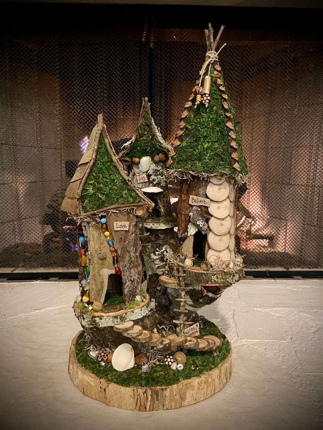Triple Fairy House, Handmade Fairy House, Personalized Gift, Custom ...