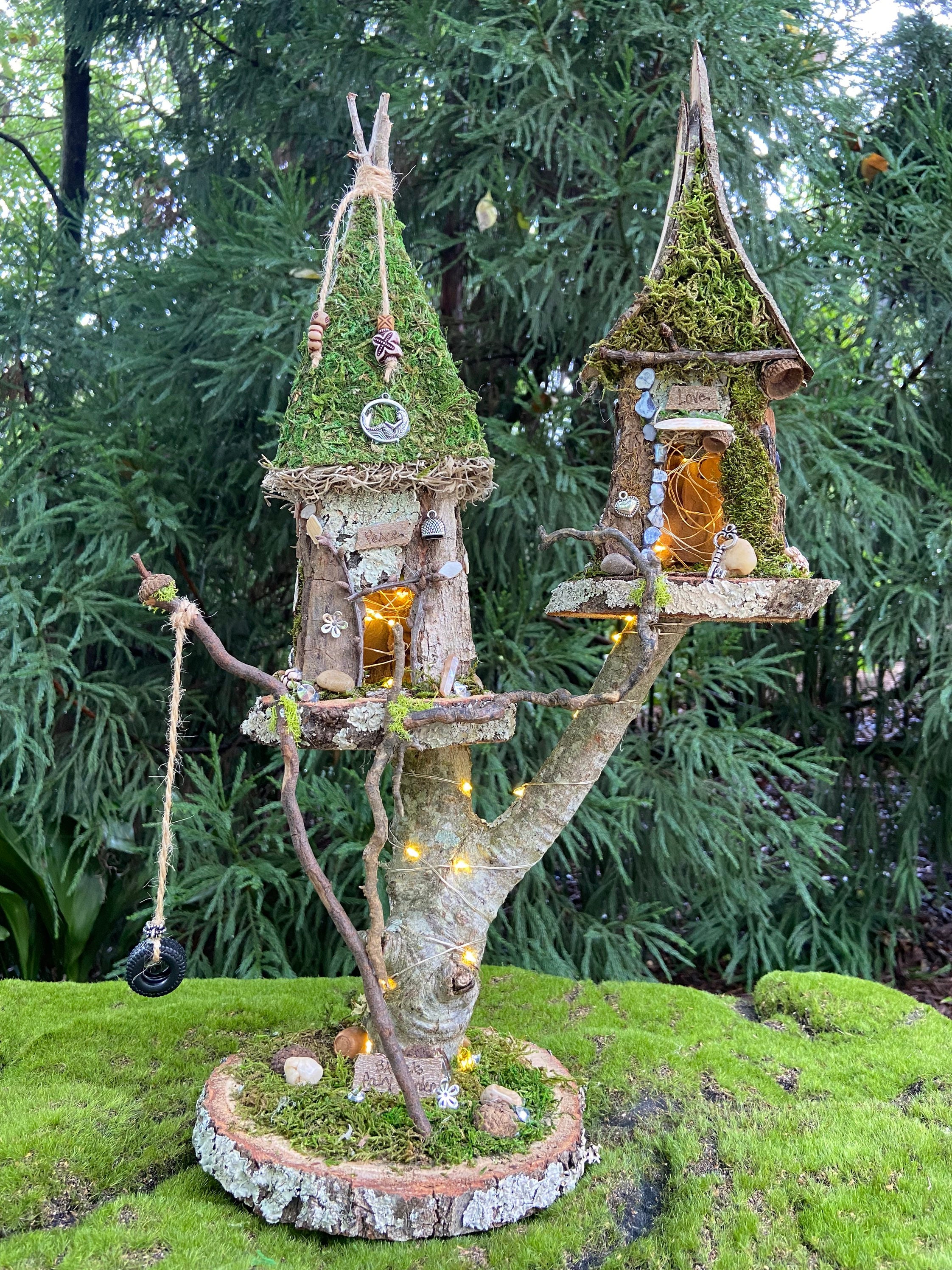 Handmade Double Pixie House, Personalized Garden Decor, Custom Made ...