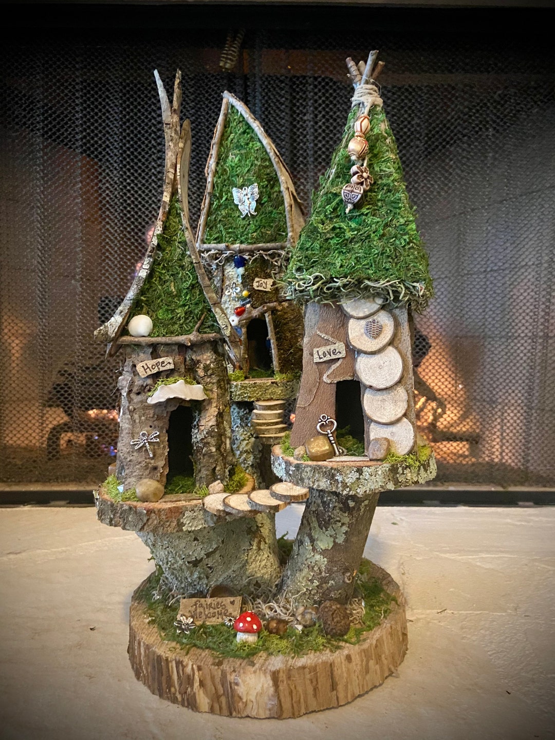 Triple Fairy House, Handmade Fairy House, Personalized Gift, Custom ...