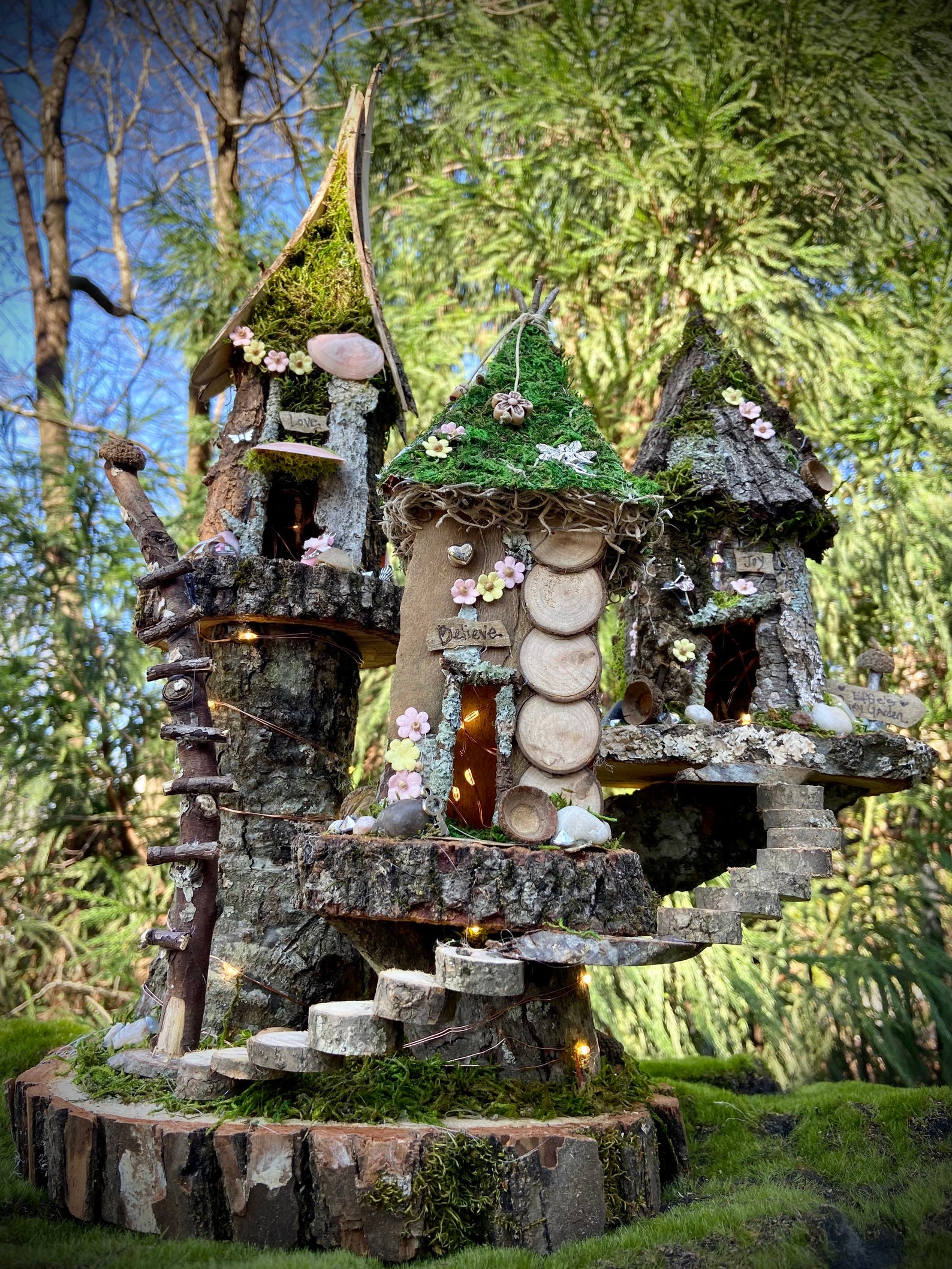 Triple Fairy House, Handmade Fairy House, Personalized Gift, Custom ...