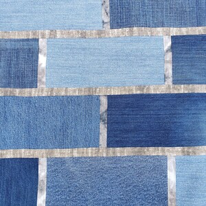 Quilt Upcycled Denim Brick Wall, Solid Back - Etsy