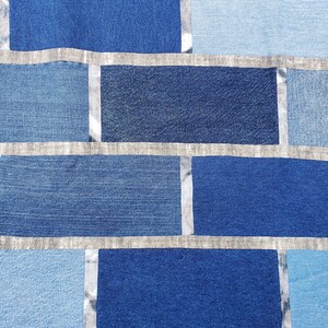 Quilt - Upcycled Denim - Brick Wall, Grey and Blue Back - Etsy