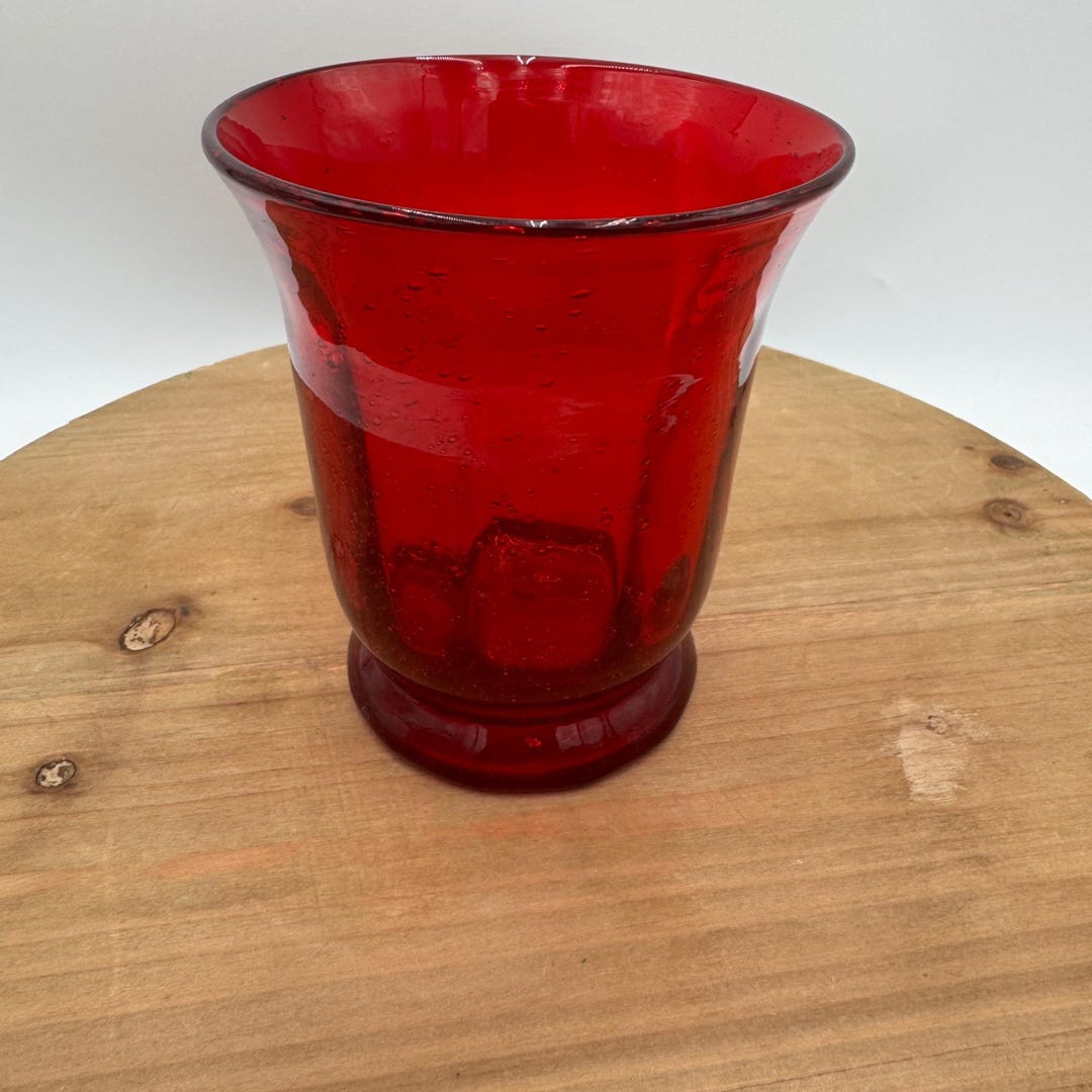 Ruby Red Hurricane Glass Vase Candle Holder Flare Top Holiday Decor - Etsy