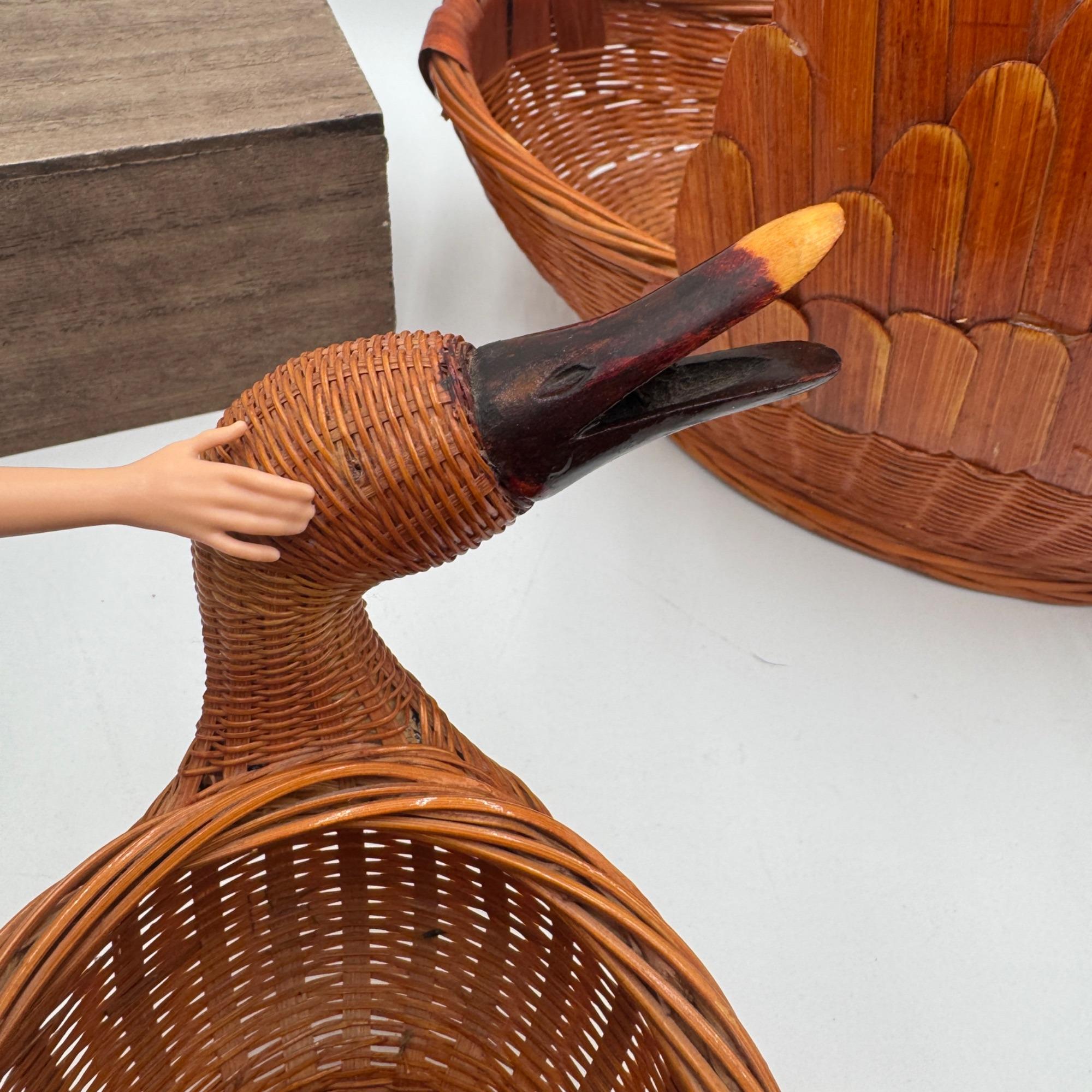 Goose or Swan Duck Nesting Baskets 1970s Mid Century Woven Wicker ...