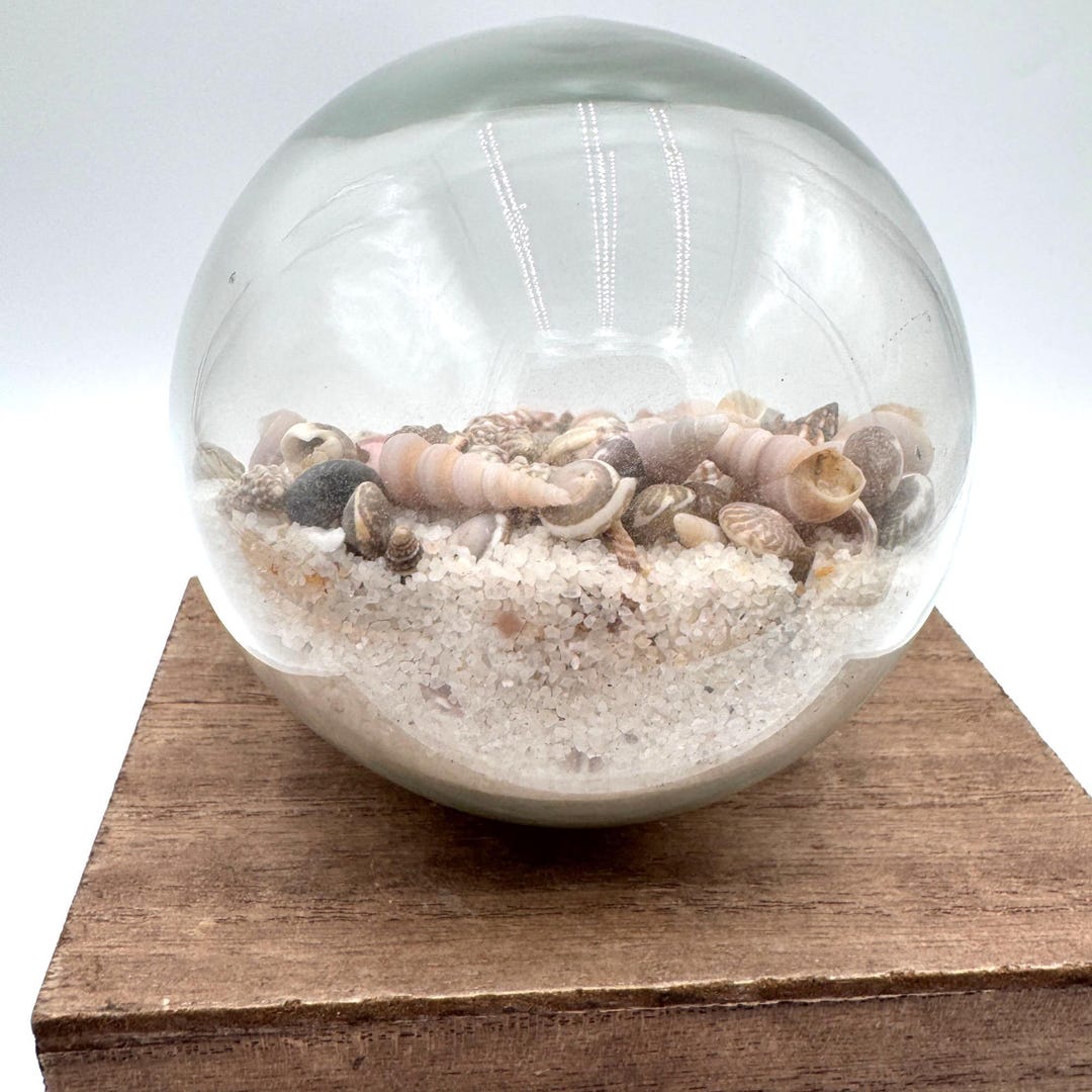 Vintage Glass Orb Sand and Seashell Filled Decor Nautical Beach Ocean ...