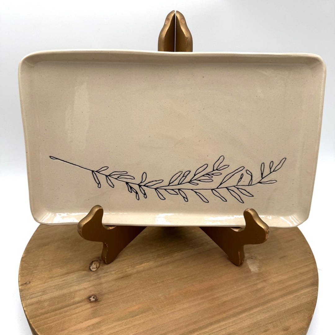 CSF Ceramics Small Tray: Lavender Tan Black Trinket Key Dresser Table ...