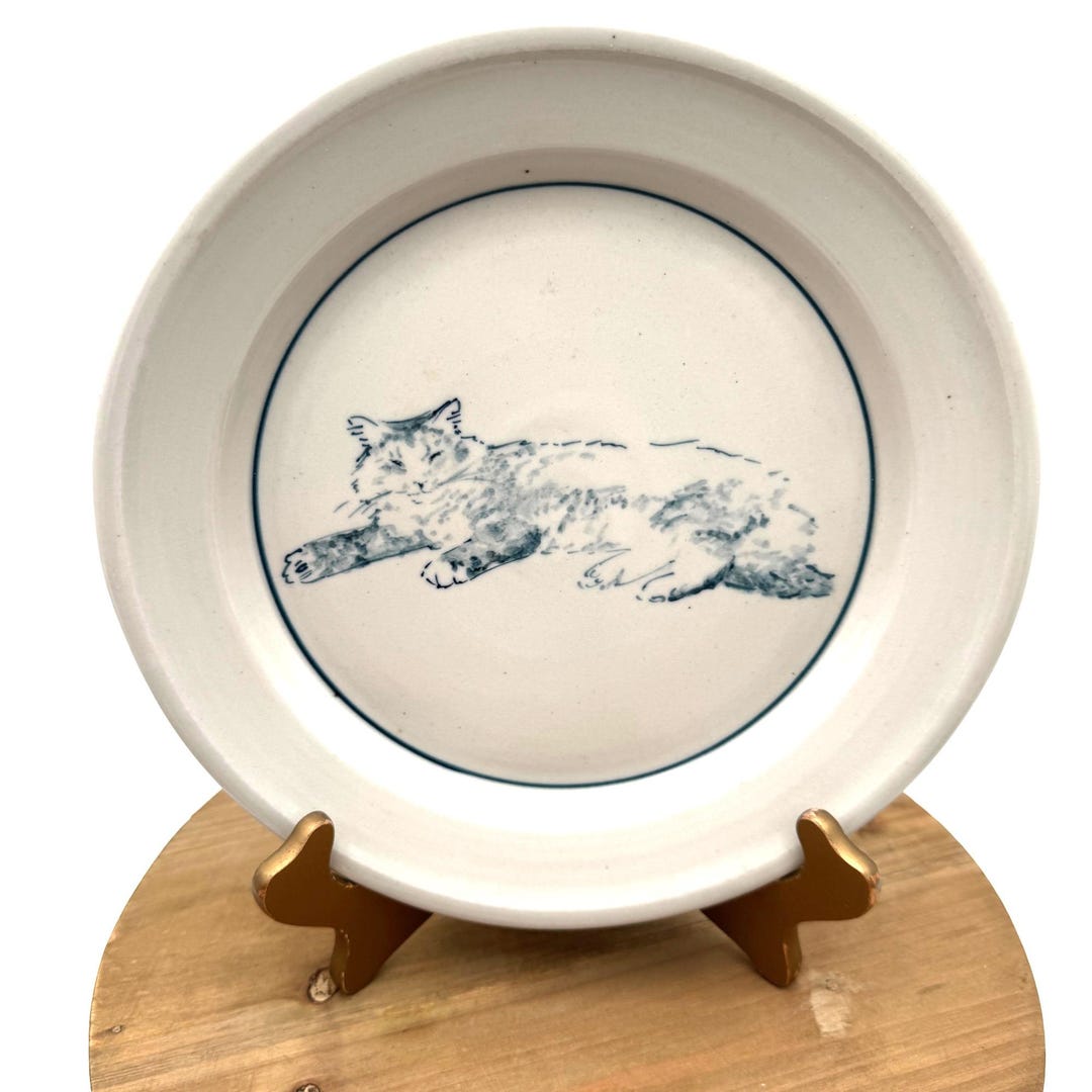 Studio Art Pottery Cat Plate Signed by Pacific Northwest Artist G. Ward ...
