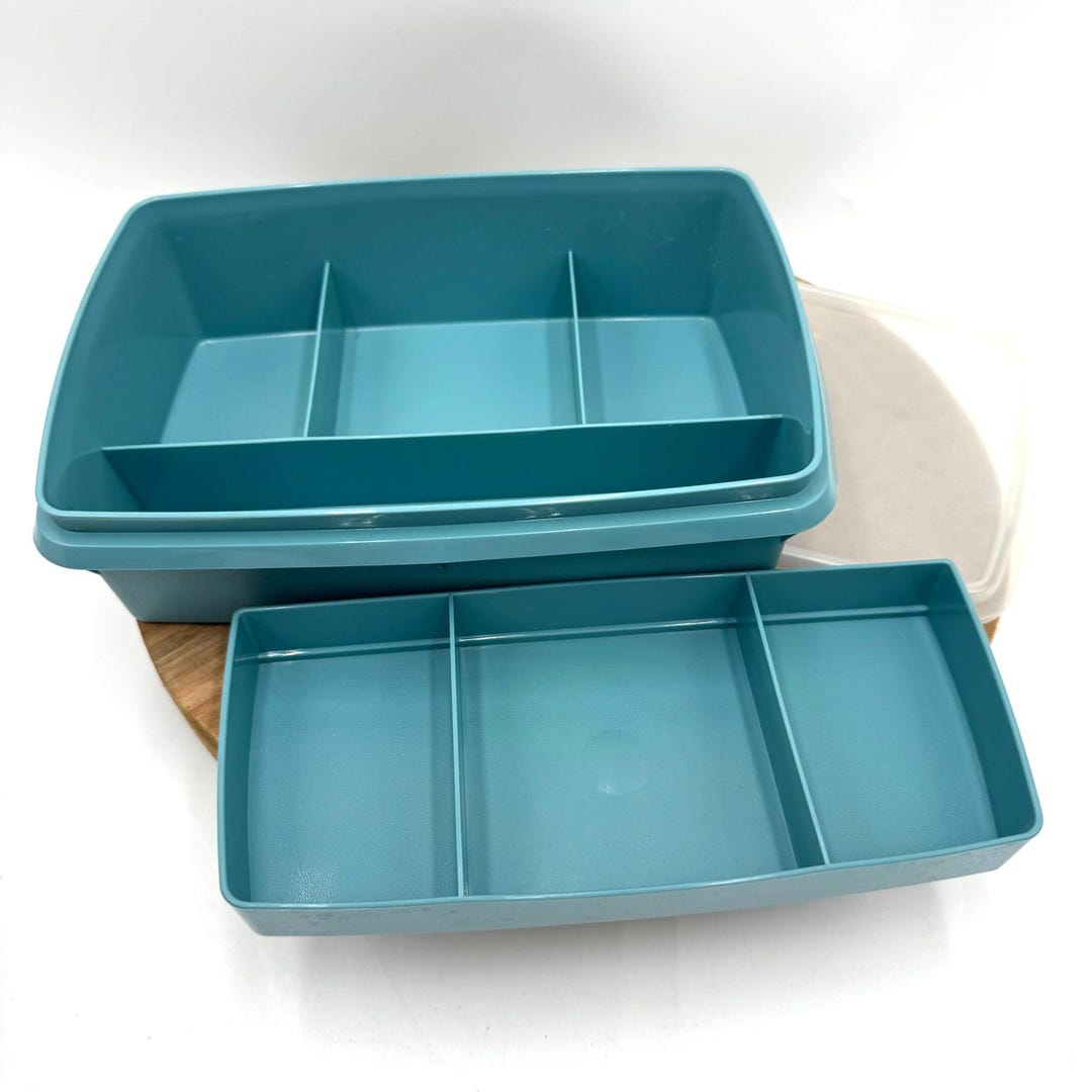 Tupperware Tuppercraft 3pc Stow-n-go Storage Container Blue 769-1 767-1 ...