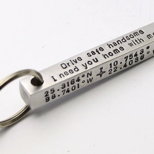 Custom Bar Keychain,personalized Key Chain,custom Coordinates Keychain ...