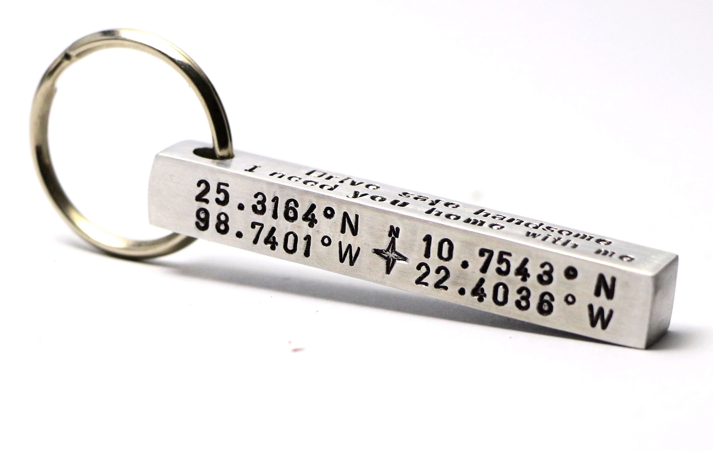 Four sided bar keychain. aluminum bar keychain. silver bar | Etsy