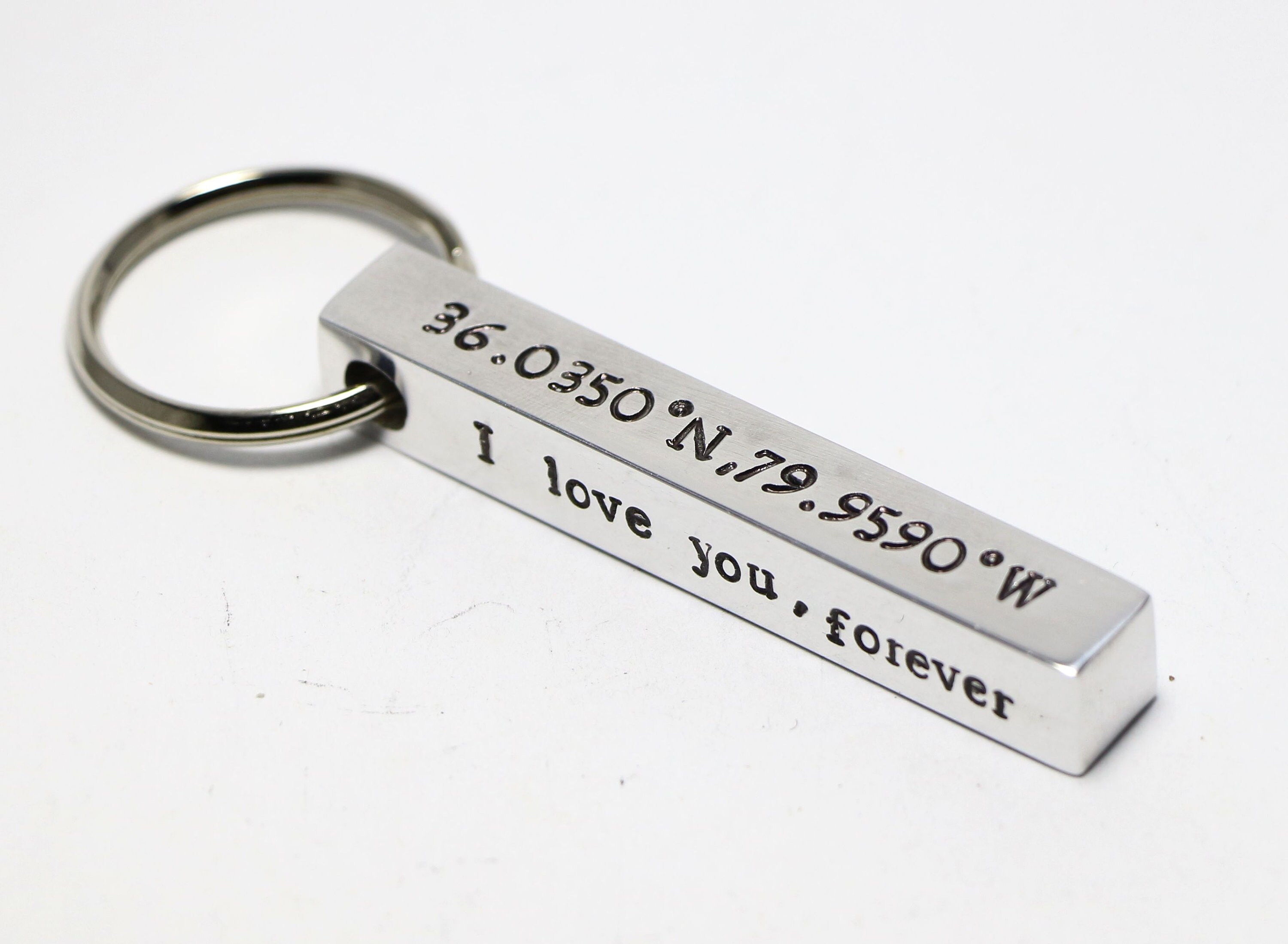 Custom Bar KeychainPersonalized Key ChainCustom Coordinates | Etsy