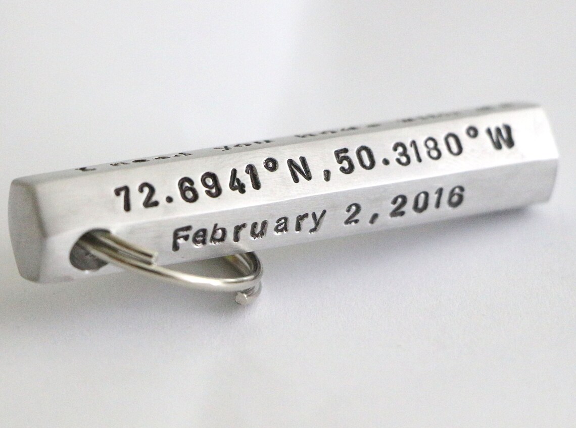 Custom Keychainpersonalized Key Chaincustom Coordinates - Etsy