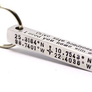 Custom Bar Keychain,personalized Key Chain,custom Coordinates Keychain ...