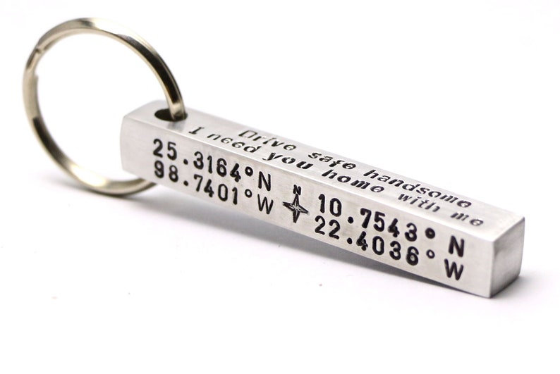 Custom Bar Keychainpersonalized Key Chaincustom Coordinates | Etsy