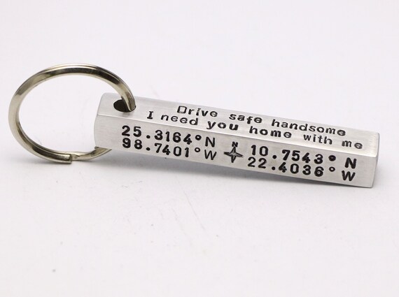Custom Bar Keychainpersonalized Key Chaincustom Coordinates - Etsy