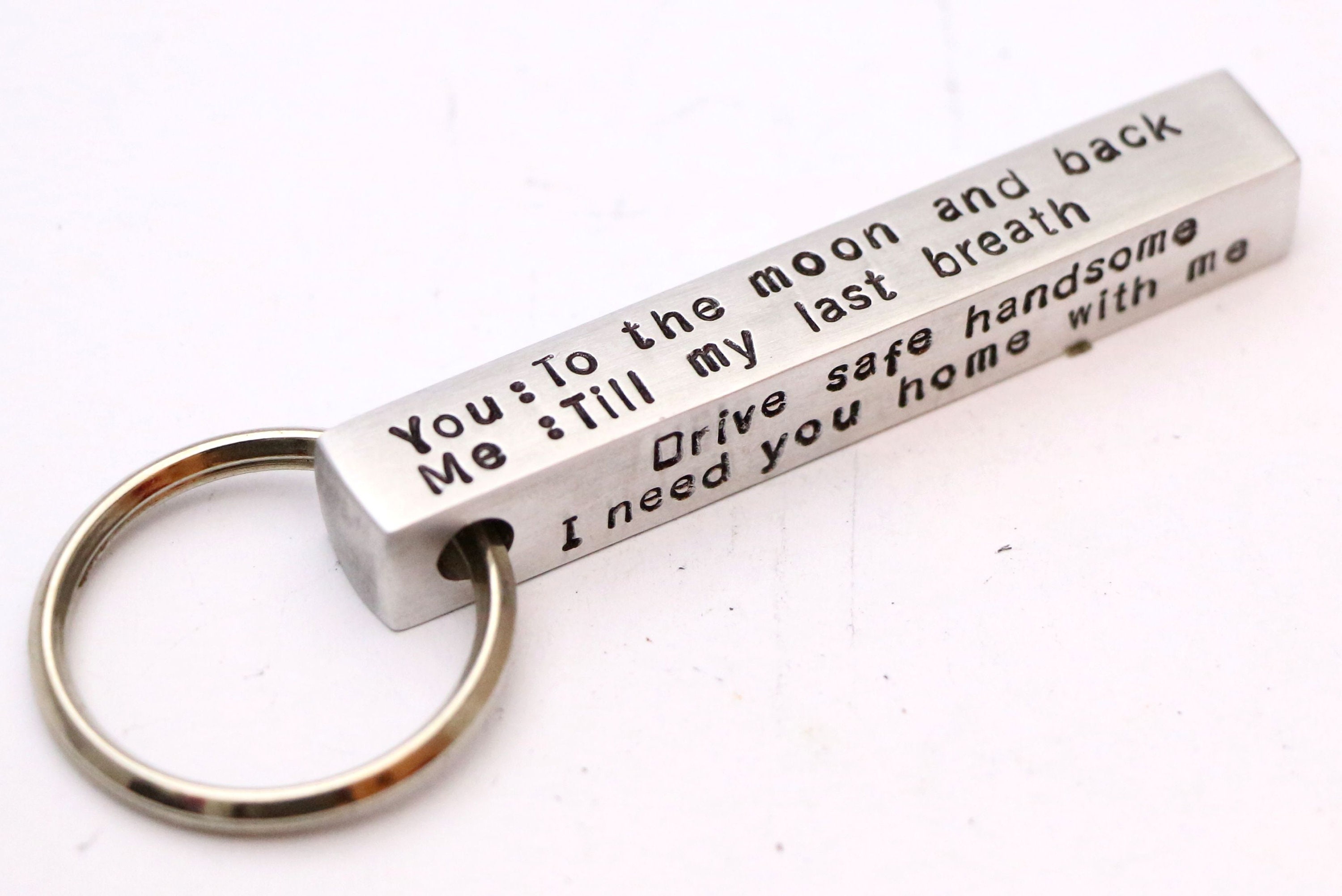 Four sided bar keychain. aluminum bar keychain. silver bar | Etsy