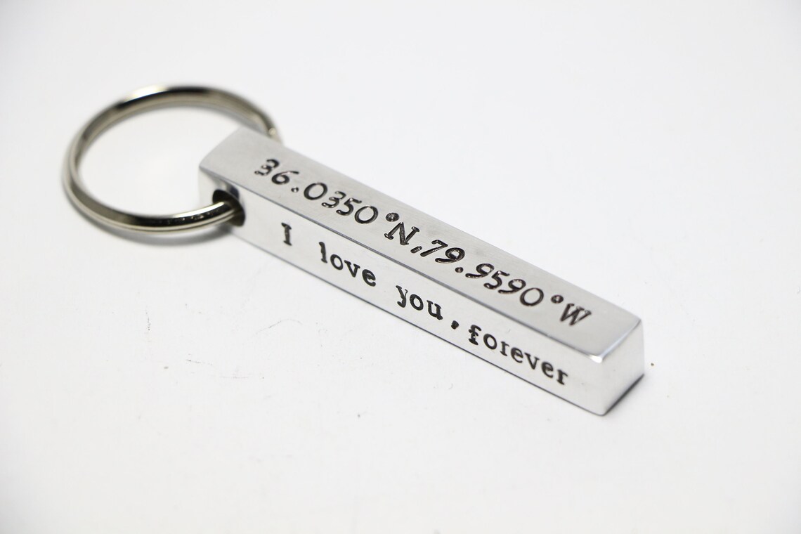 Custom Bar Keychainpersonalized Key Chaincustom Coordinates | Etsy