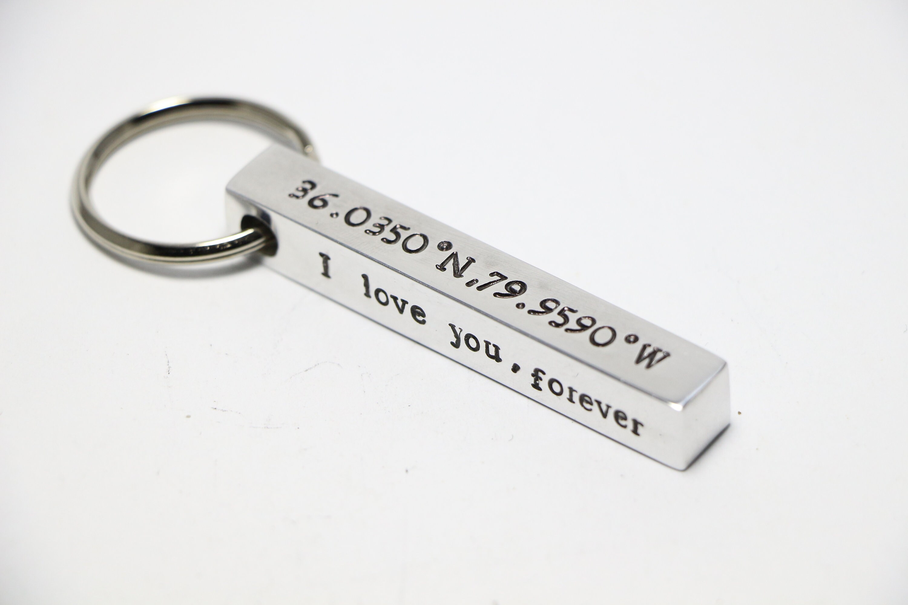 Custom Bar KeychainPersonalized Key ChainCustom Coordinates | Etsy