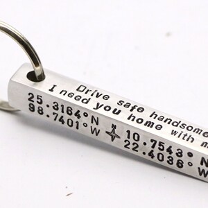 Custom Bar Keychainpersonalized Key Chaincustom Coordinates | Etsy