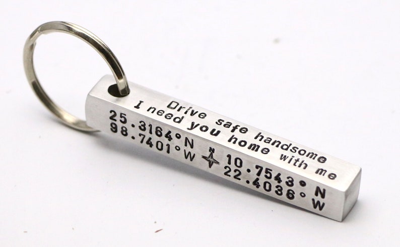 Custom Bar Keychainpersonalized Key Chaincustom Coordinates | Etsy