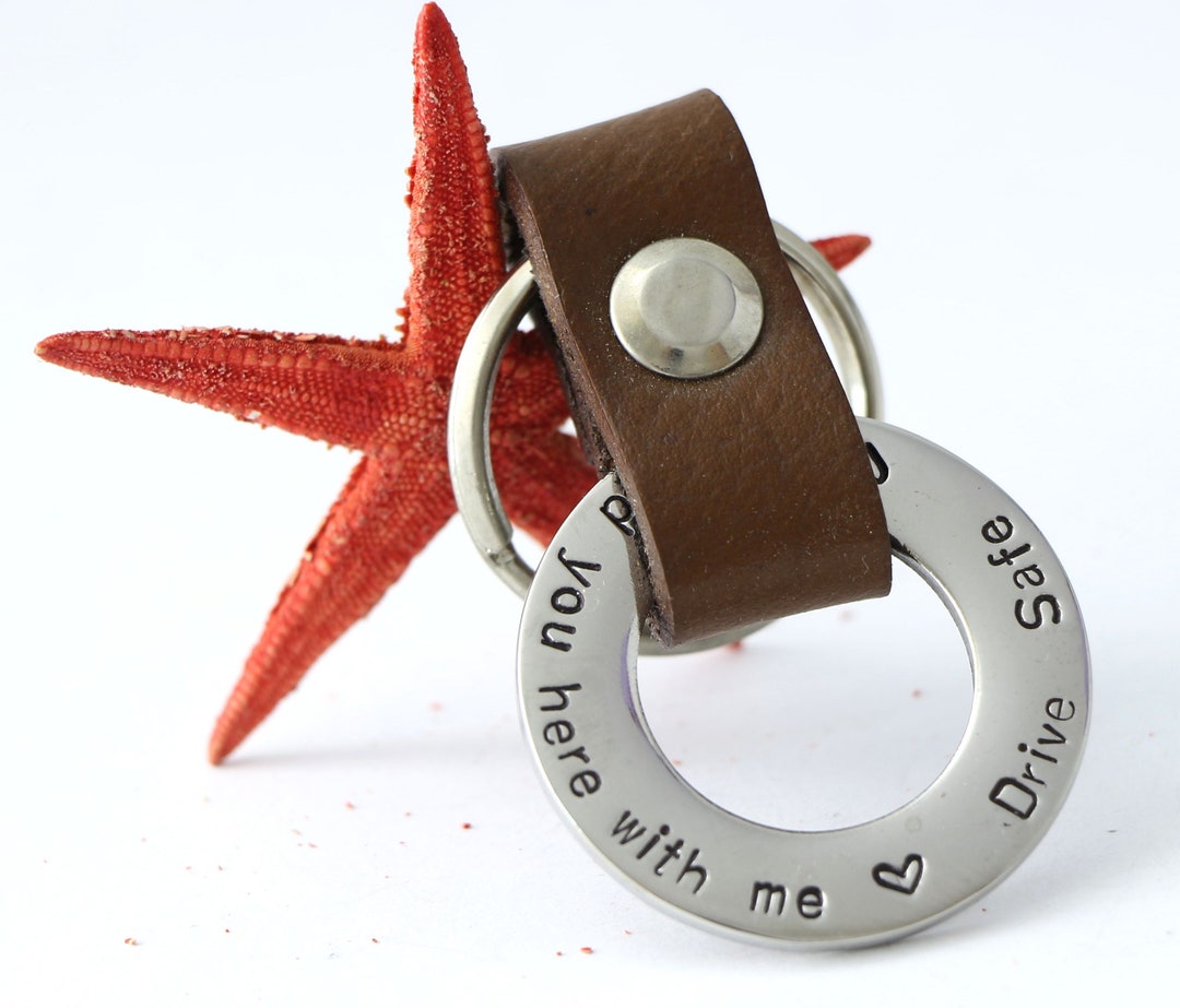 Personalized Mens Leather Keychain, Boyfriend Keychain,hand Stamped ...