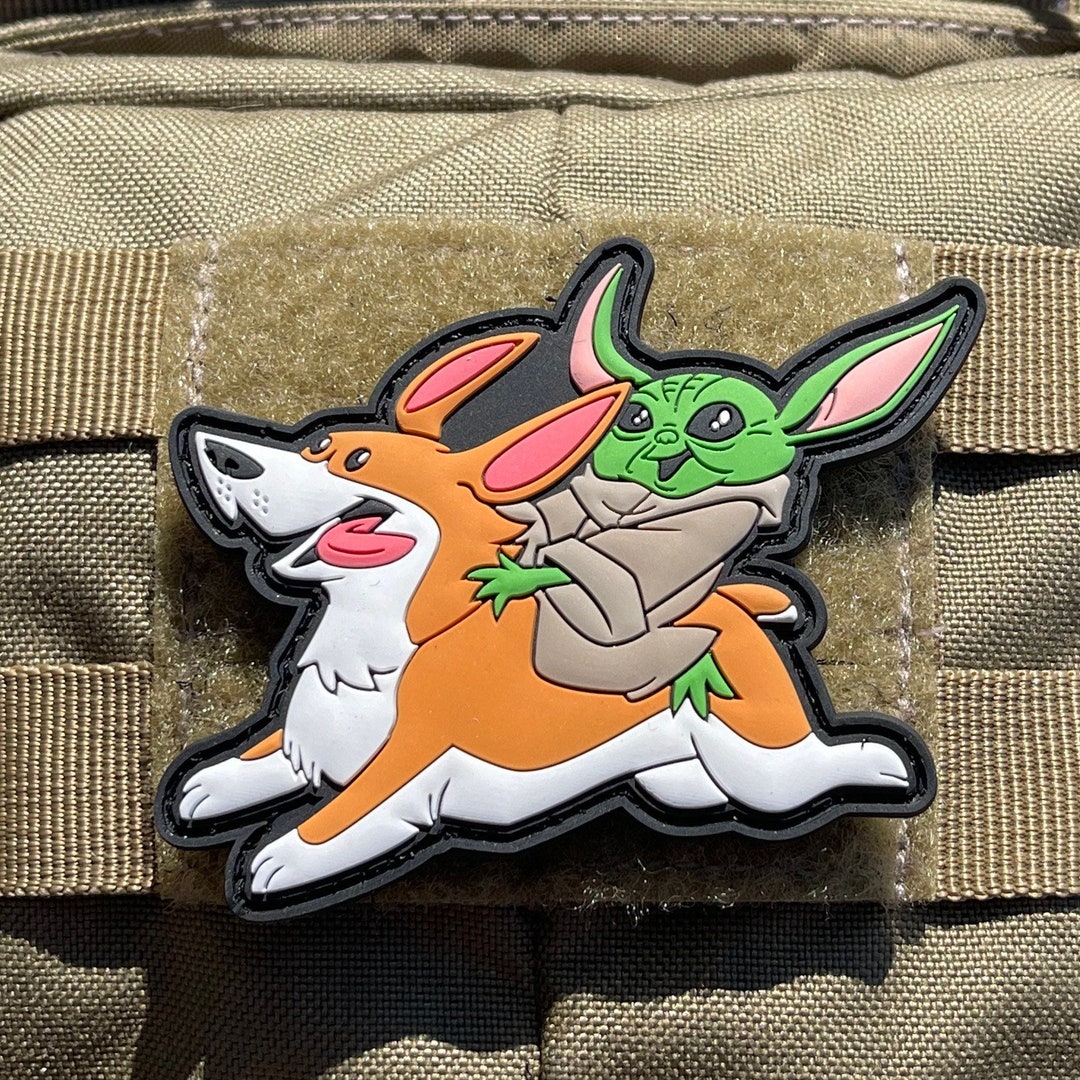 Baby Yoda Riding Corgi (PVC) Morale Patch - Etsy