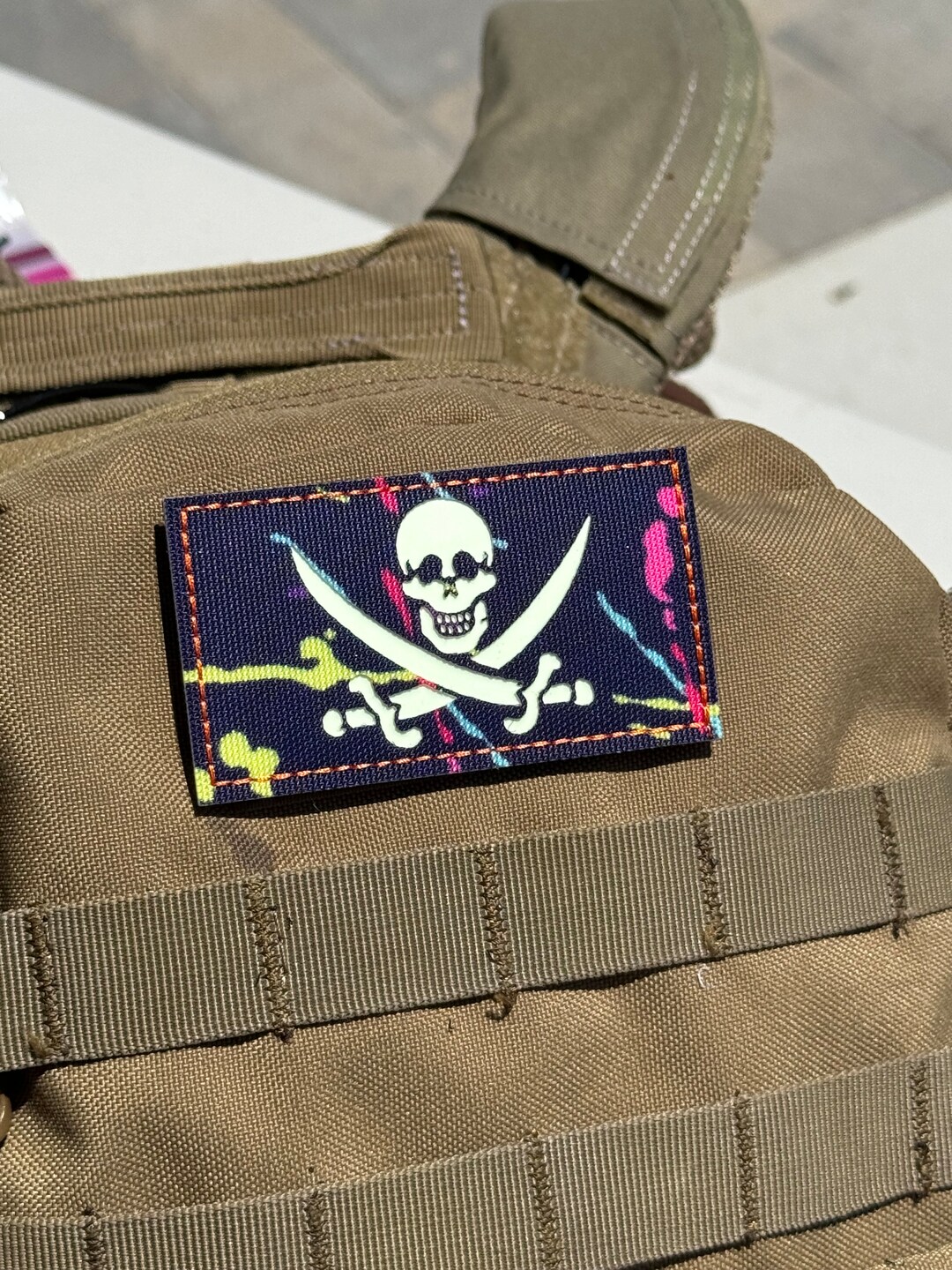 Calico Jack Flag (neon Splatter) - Reflective Laser Cut Morale Patch - Etsy