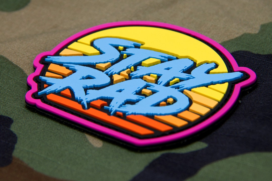 Stay Rad PVC Patch, Retro Sunset Colors (hook Fastener Back) - Etsy