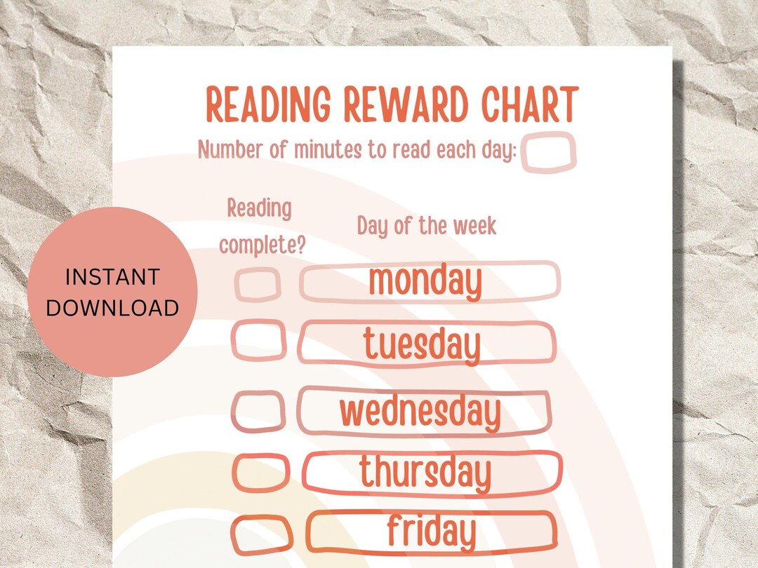 Reading Reward Chart, Kids Reading Tracker, Child Learning to Read ...