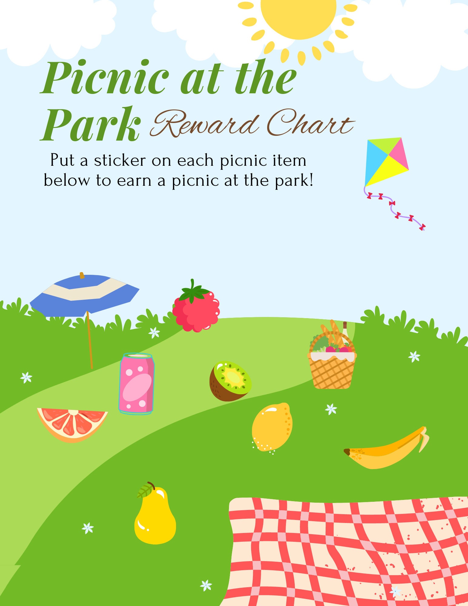 Reward Chart, Star Chart, Picnic, Reward Good Behavior, Kids Sticker ...