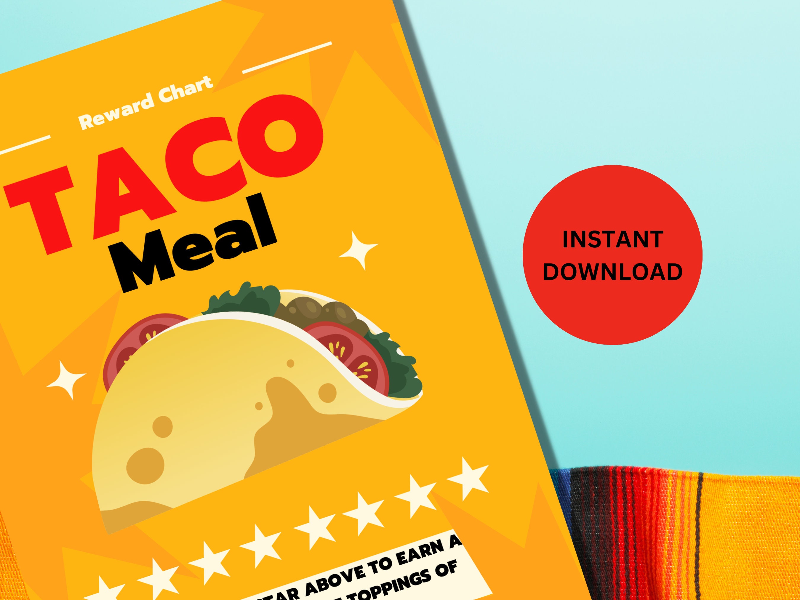 Reward Chart, Star Chart, Taco Meal, Reward Good Behavior, Kids Sticker ...