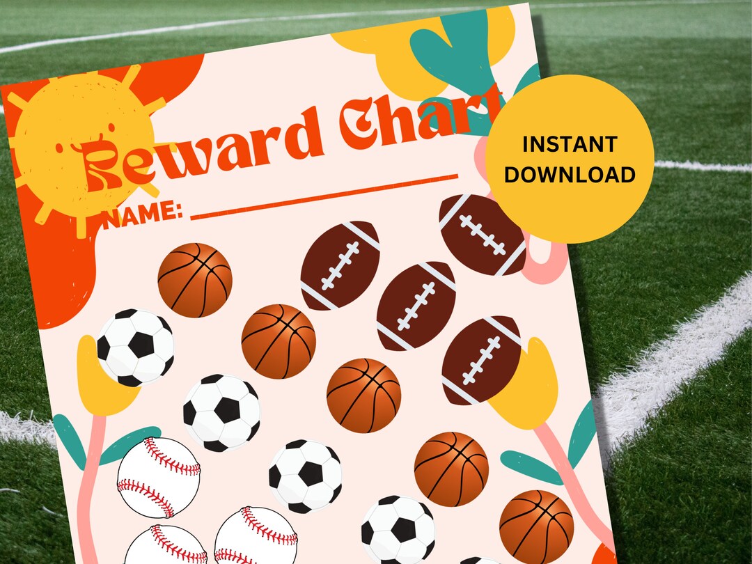 Reward Chart, Sports Theme, Teen Reward Chart, Toddler Reward Chart ...